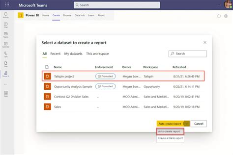 Create Reports From Data In Microsoft Teams Power BI Microsoft Learn