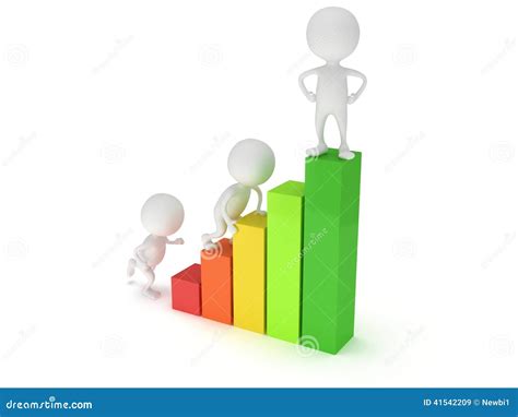 3d Colored Bar Graph And Climbing People Stock Illustration