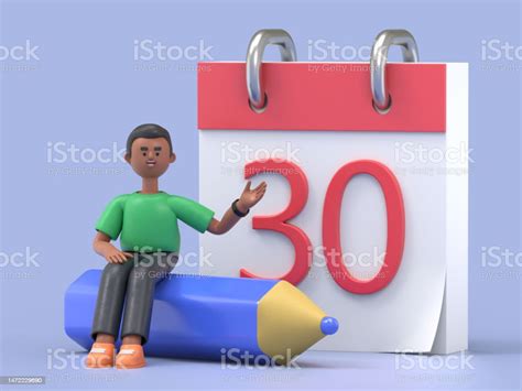 잘 생긴 아프리카 남자 데이비드의 3d 그림 인간 캐릭터 연필과 빈 노트북을 가진 사람 파란색 배경에 3d 렌더링 가공의 인물에