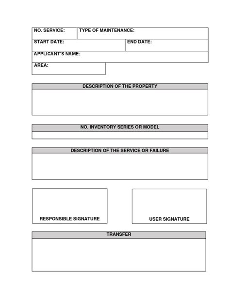 General Maintenance Format Pdf