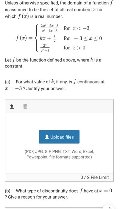 Solved Unless Otherwise Specified The Domain Of A Function