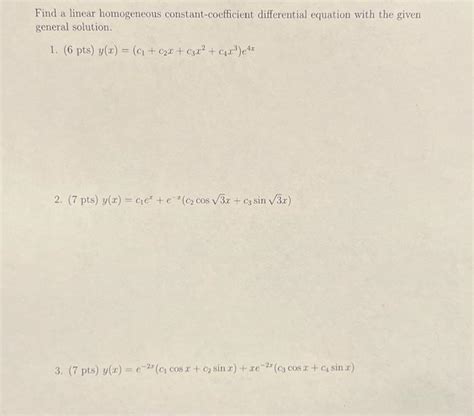 Solved Find A Linear Homogeneous Constant Coefficient