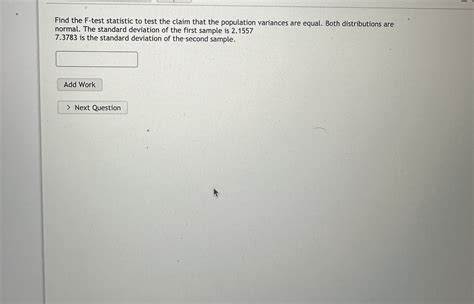 find the f test statistic to test the claim that the