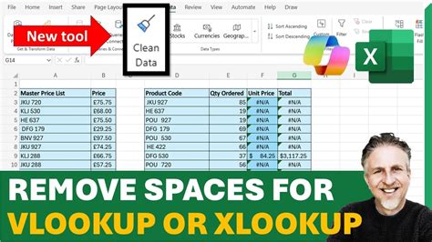 Quickly Remove Spaces In Excel For Vlookup Or Xlookup New Excel Online Copilot Tool Youtube