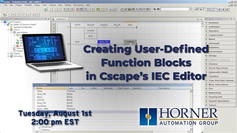 Creating Udfbs In Cscapes Iec Editor Horner Automation