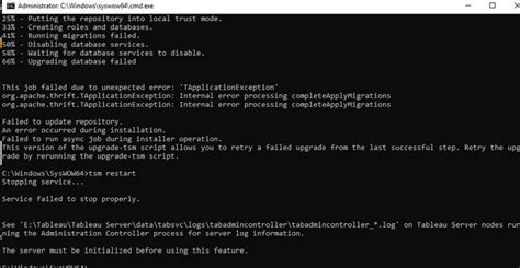 tableau server upgrade failed while i was upgrading to the latest