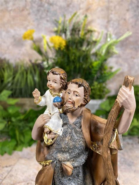Saint Christopher And Jesus Catholic Saints Statue 20cm