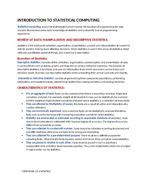 Introduction To Statistical Computing Sta247 Introduction To