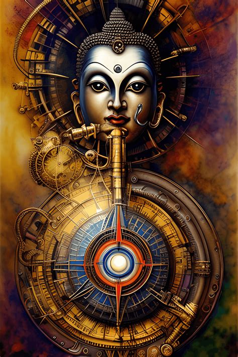 Brahma Vishnu Shiva And Buddha In Clockwork · Creative Fabrica