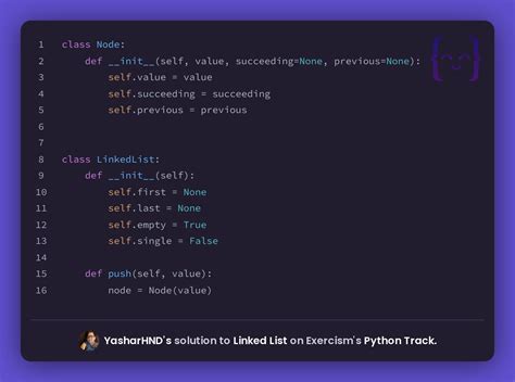 Yasharhnds Solution For Linked List In Python On Exercism