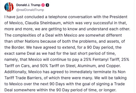 Трамп го продолжи трговскиот договор со Мексико за 90 денови