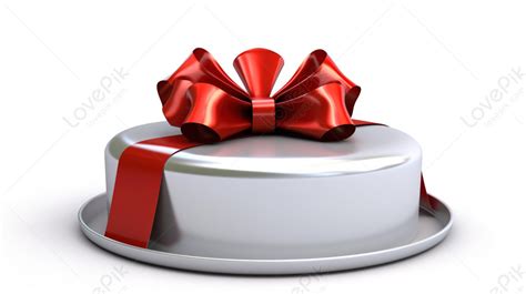 현실적인 3d 렌더링 반짝이는 금속 클로슈와 깨끗한 흰색 배경에 빨간색 활이 있는 우아한 흰색 선물 상자 실적 배경 현실 배경 크리스마스 쇼핑 배경 이미지 Hd 실적