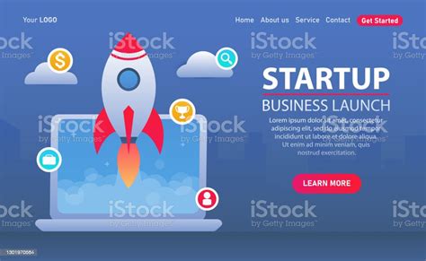 방문 페이지 템플릿입니다 스타트업 투자 혁신적인 성장 기술 개발 및 비즈니스 출시의 벡터 개념 웹 페이지 및 프레젠테이션을 위한