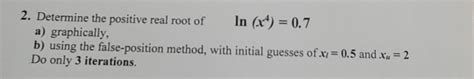 Solved 2 Determine The Positive Real Root Of In X¹ 0 7