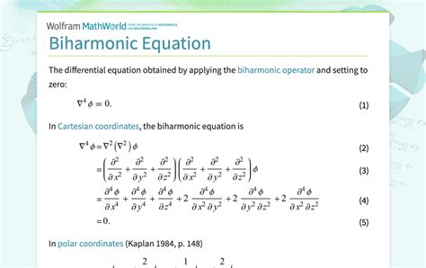 Biharmonic Equation From Wolfram Mathworld Biharmonic Equation From Wolfram Mathworld