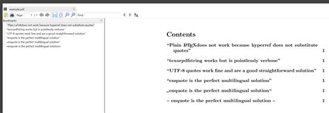 Hyperref Wrong Double Quotes In Pdf Bookmarks Tex Latex Stack