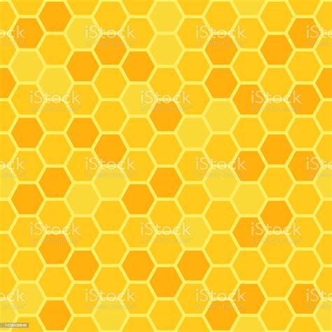 Abstract Honeycomb Seamless Pattern With Yellow Hexagon Cells Vector Illustration Stock