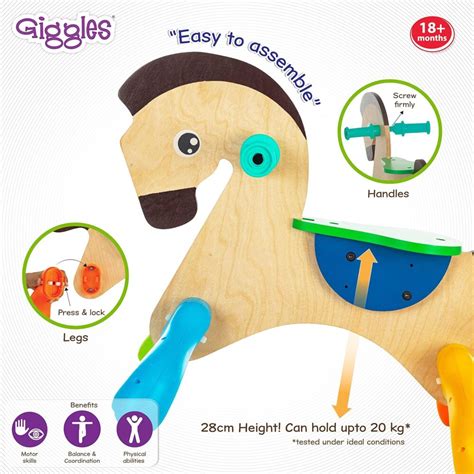 Funskool Giggles My First Pony Ride On Toy Wooden Ride On For