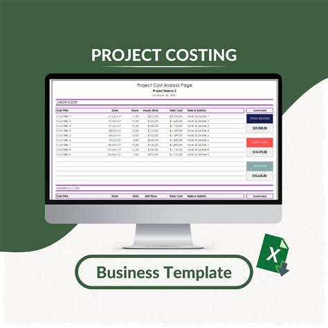 Project Costing Excel Template Project Cost Estimator Excel Costing Spreadsheet Project
