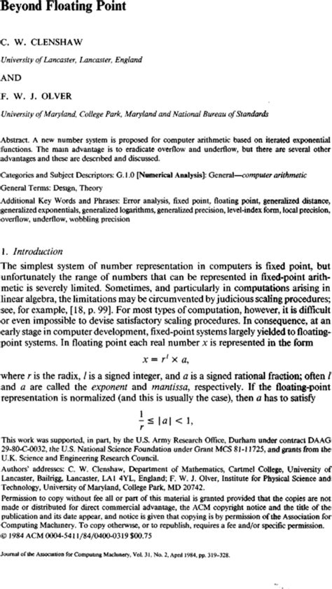 beyond floating point journal of the acm