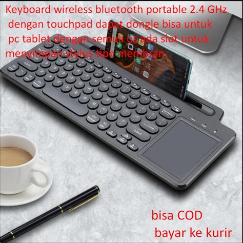 Jual Keyboard Wireless Bluetooth Portable 2 4 Ghz Dengan Touchpad Dapat Dongle Bisa Untuk Pc