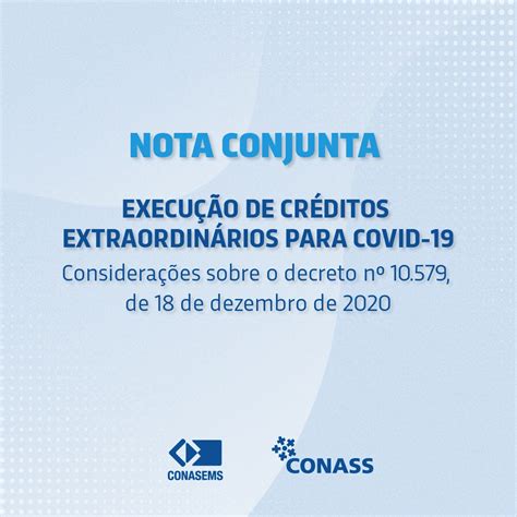 Nota Conjunta Conasems E Conass Execução De Créditos Extraordinários