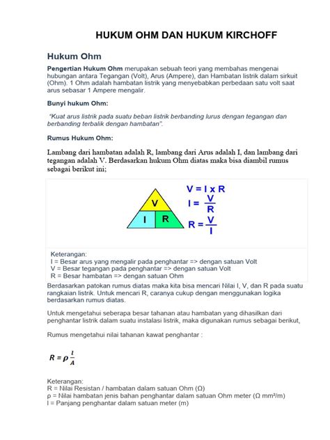 Hukum Ohm Dan Hukum Kirchoff Pdf