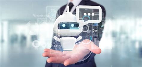premium photo businessman holding chatbot with binary code message and data 3d rendering
