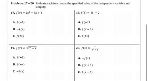 Solved Evaluate Each Function At The Specified Value Of