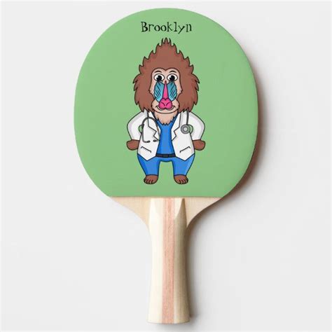 Funny Mandrill Doctor Cartoon Illustration Ping Pong Paddle Zazzle
