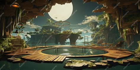 Premium Photo A Virtual Reality Environment With Floating Islands