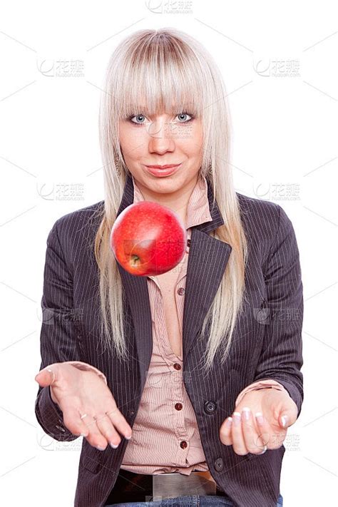 与苹果的女孩素材 花瓣网