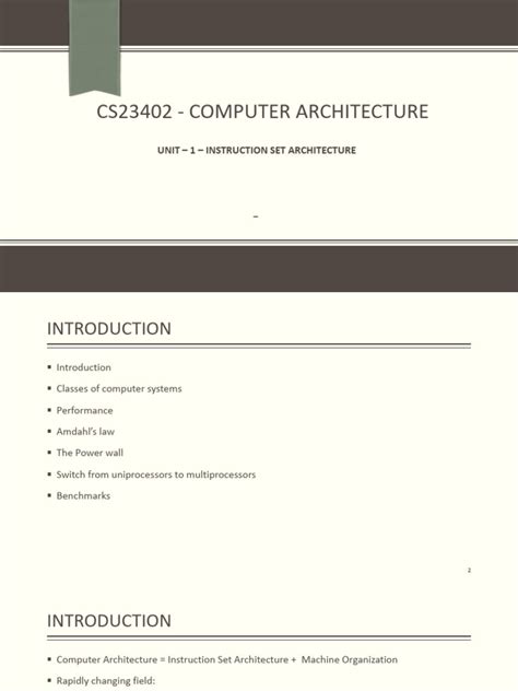 Cs23402 Computer Architecture Unit 1 Pdf Computer Architecture Central Processing Unit