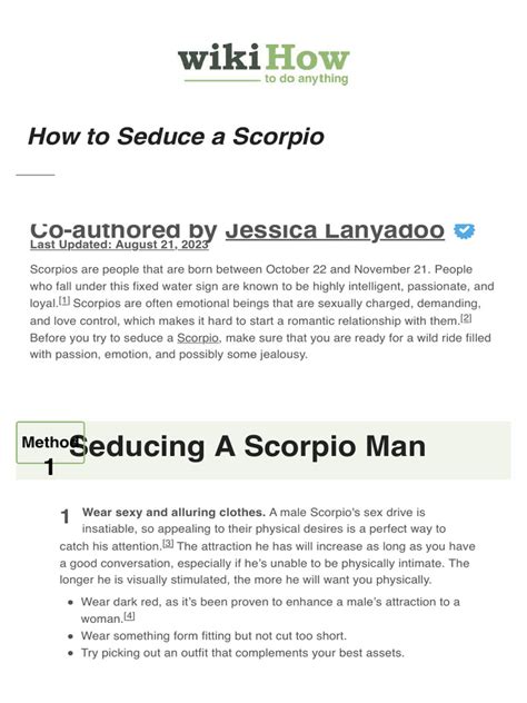 3 Ways To Seduce A Scorpio Wikihow Pdf Seduction Flirting