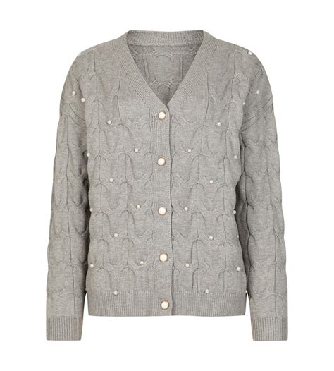 포스티 꼼빠니아 진주 장식 브이넥 니트 가디건cadw0 Wsc440