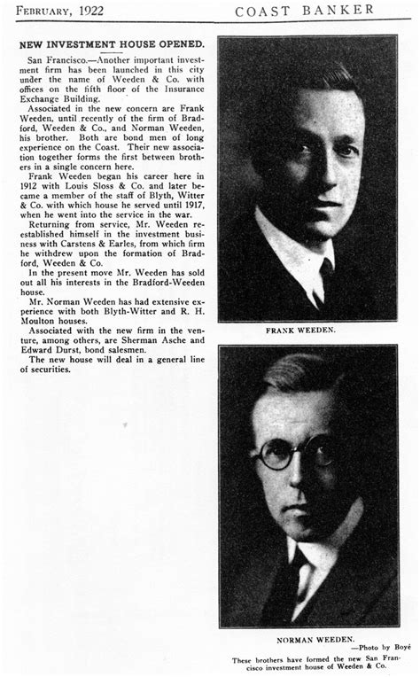 History Weeden And Co