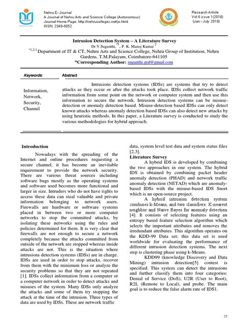 Intrusion Detection System A Literature Survey Download Free Pdf Information Technology