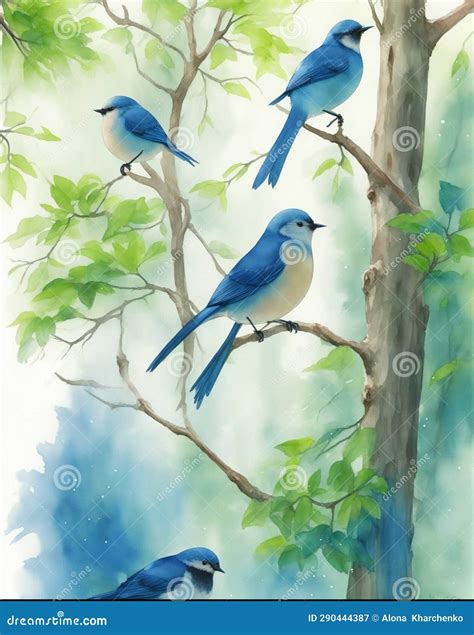 Illustration Of Beautiful Birds In The Forest Stock Illustration Illustration Of Beak Leaf