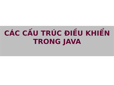 Bài Giảng Ngôn Ngữ Java Chương 2 Các Cấu Trúc điều Khiển Trong Java Phạm Duy Trung