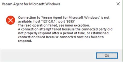 connection to veeam agent is not available veeam community resource hub