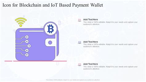 Icon For Blockchain And Iot Based Payment Wallet Ppt Presentation