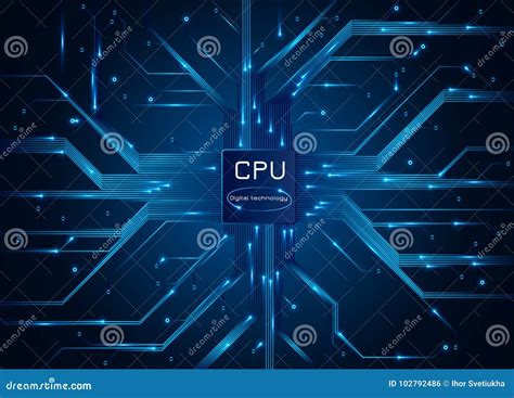 Computer Processor Cpu Chip Electronic Circuit Board With Processor Stock Vector Illustration