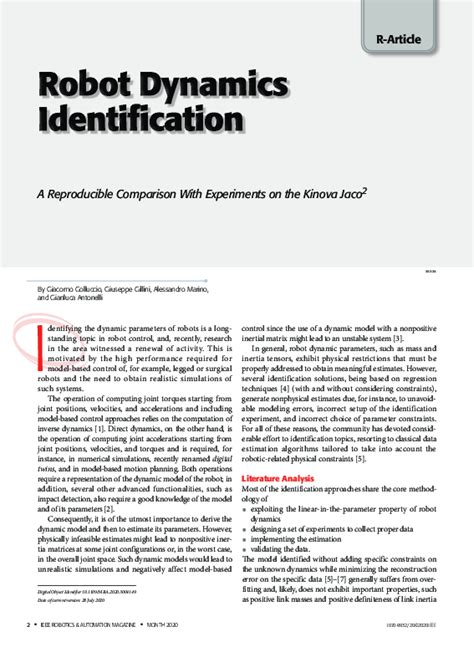 Pdf Robot Dynamics Identification A Reproducible Comparison With