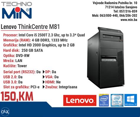 Lenovo ThinkCentre M i T RW Tower Desktop Računari