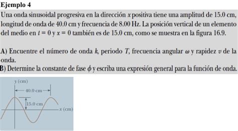 solved ejemplo 4una onda sinusoidal progresiva en la