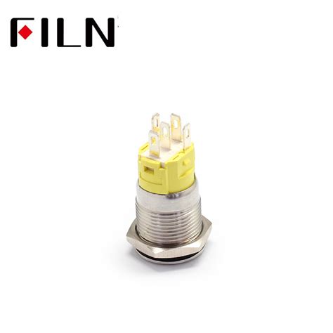 Filn 16mm 12v Momentary Metal Red Push Button Switch
