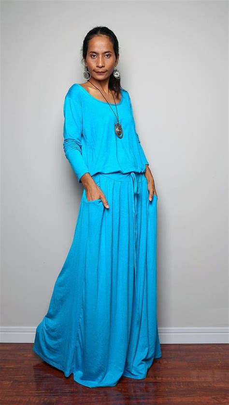 Light Blue Maxi Dress Long Sleeve Dress Autumn Thrills Etsy Maxi Dress Long Sleeve Maxi