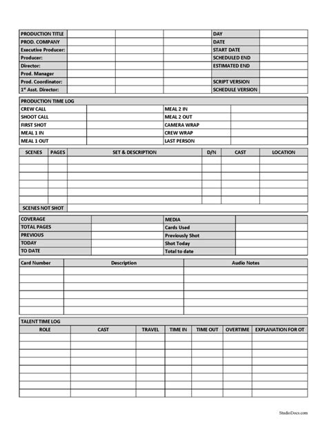 Daily Production Report StudioDocs