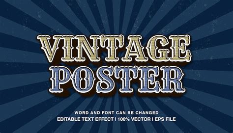 Bearbeitbare Texteffektvorlage Für Vintage Poster 3d Schrift Im Vintage Oder Retro Stil