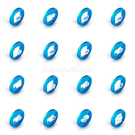 Set Document Folder Eps File Document Psd Unknown Pdf And Check Mark And With Minus Icon